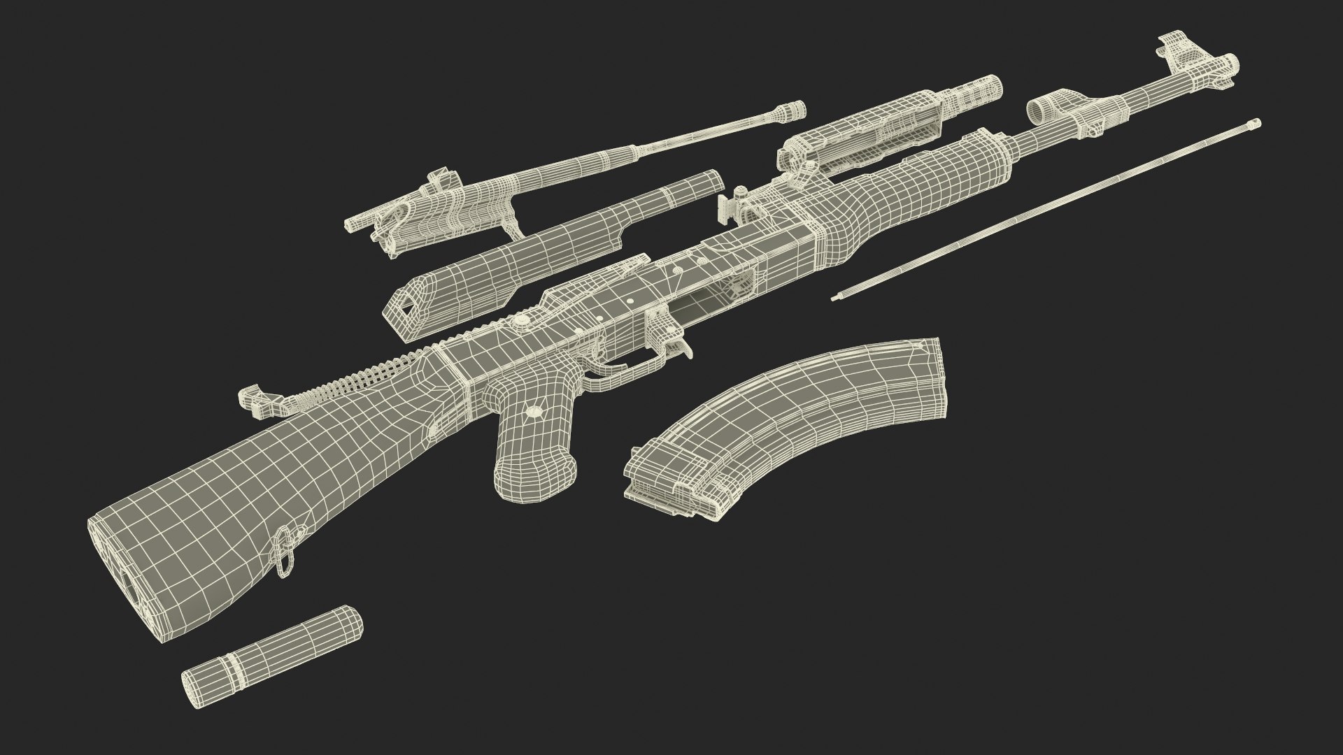 AK 47 Disassembled Rusty 3D Model - TurboSquid 2388735