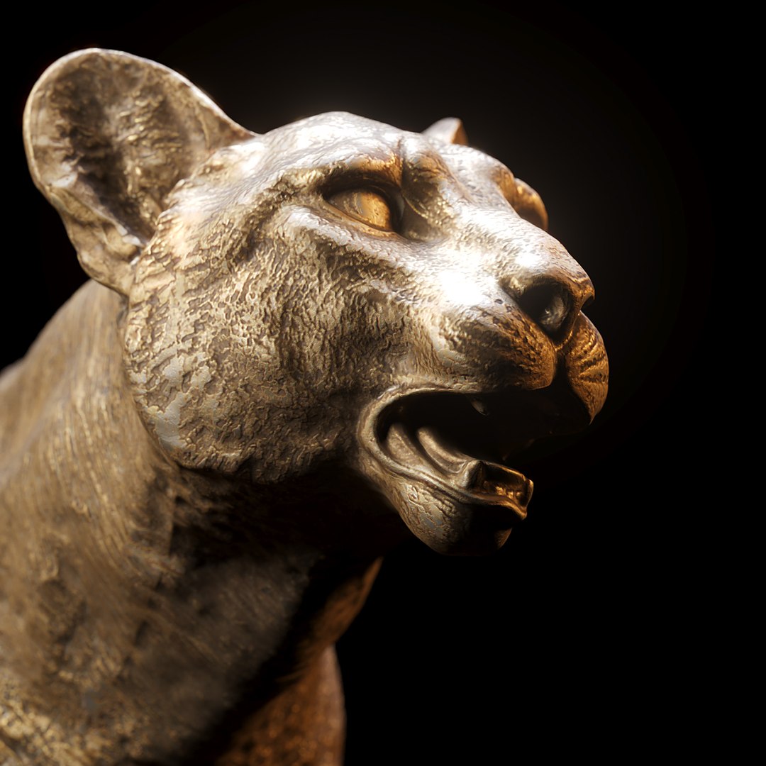 3D Golden Panther Statue - TurboSquid 2187733