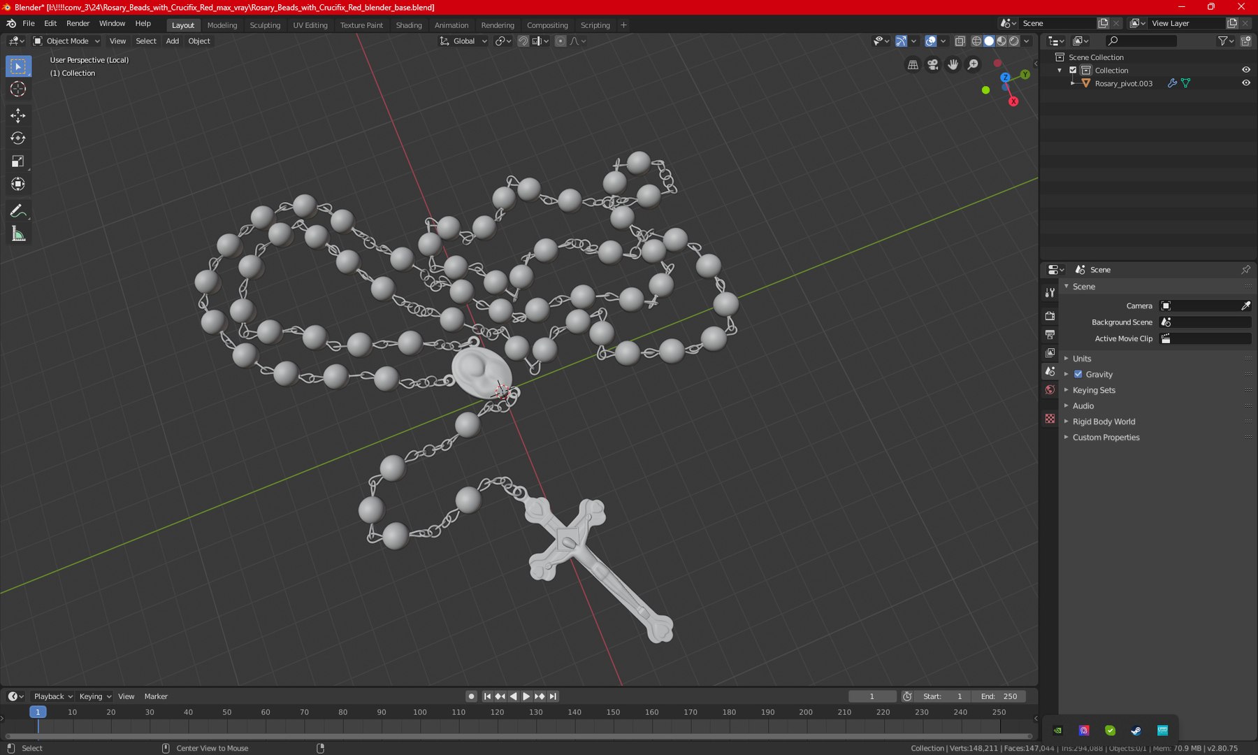 Rosary Beads with Crucifix Red 3D model - TurboSquid 2183838