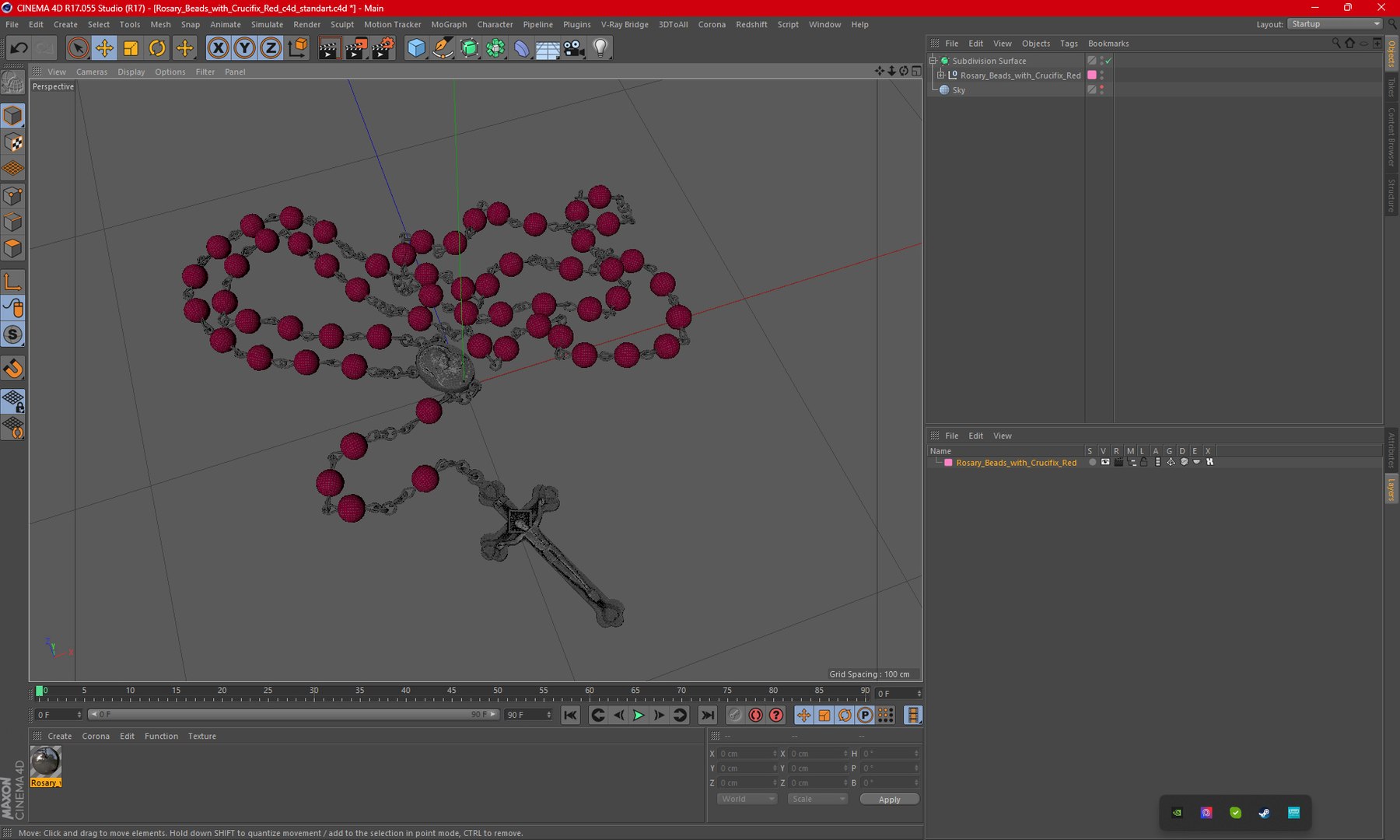 Rosary Beads with Crucifix Red 3D model - TurboSquid 2183838