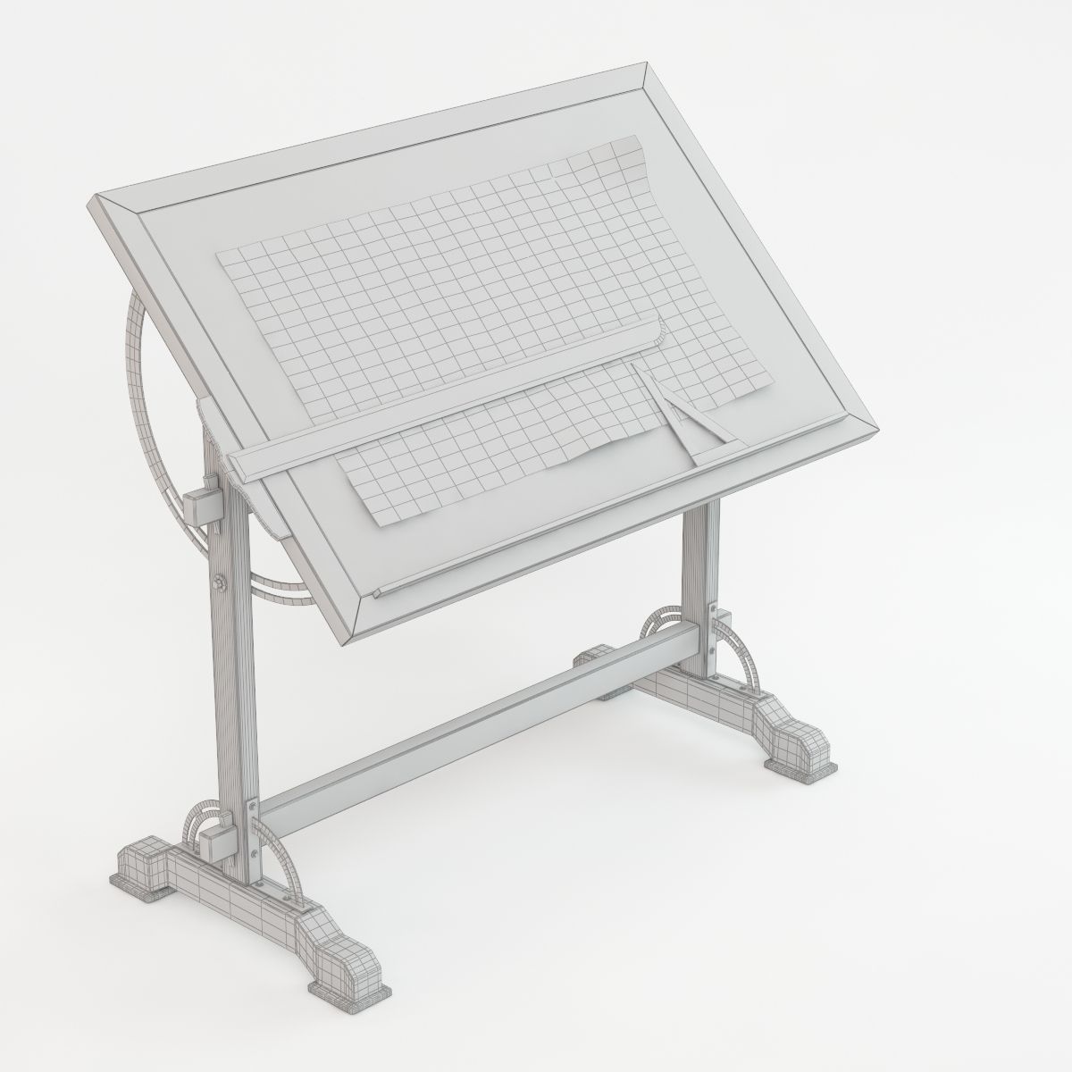 3d model old drafting table technical drawing