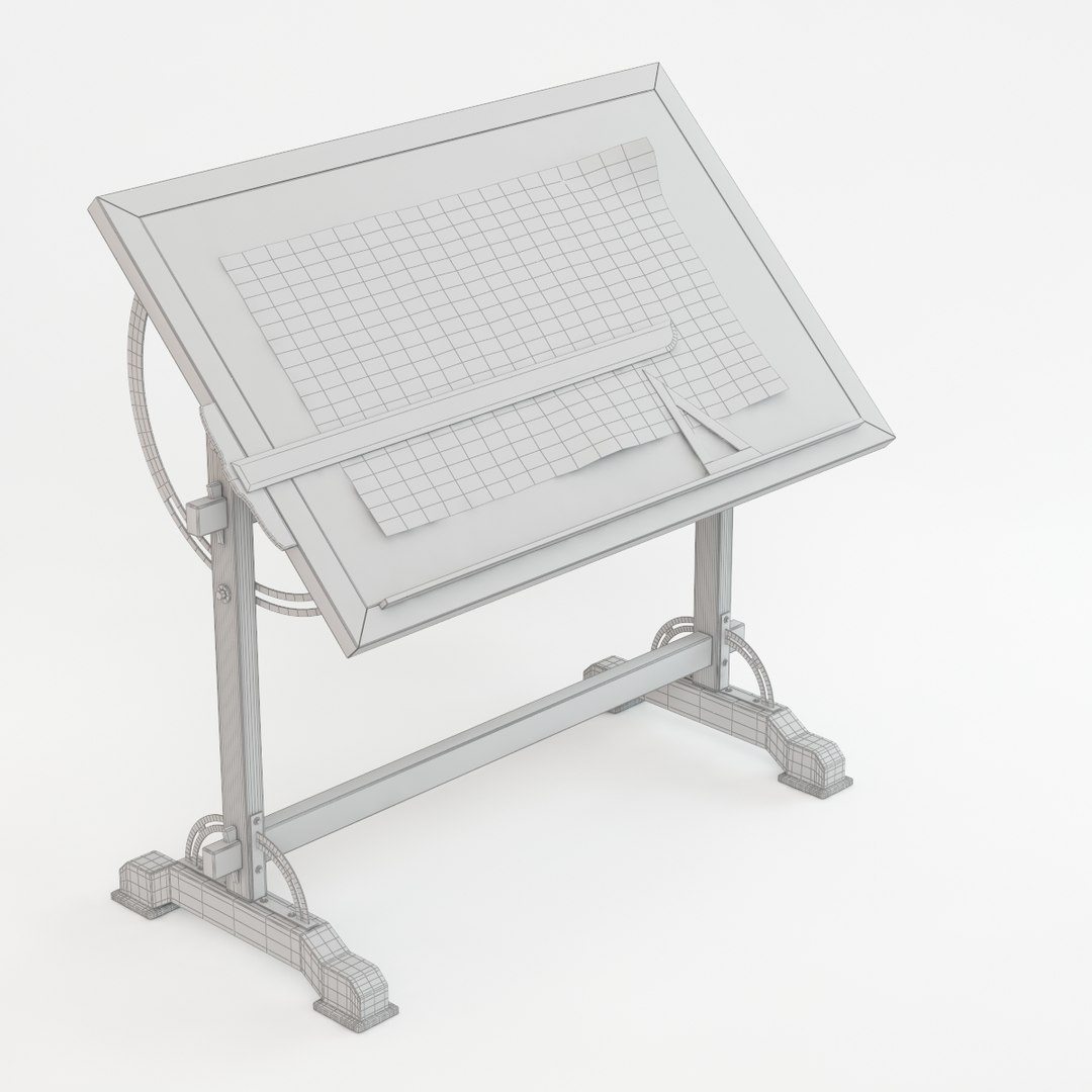 3d Model Old Drafting Table Technical Drawing
