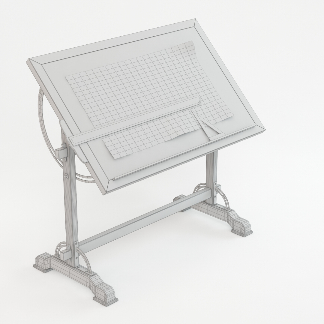3d model old drafting table technical drawing
