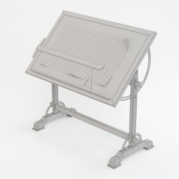 3d model old drafting table technical drawing