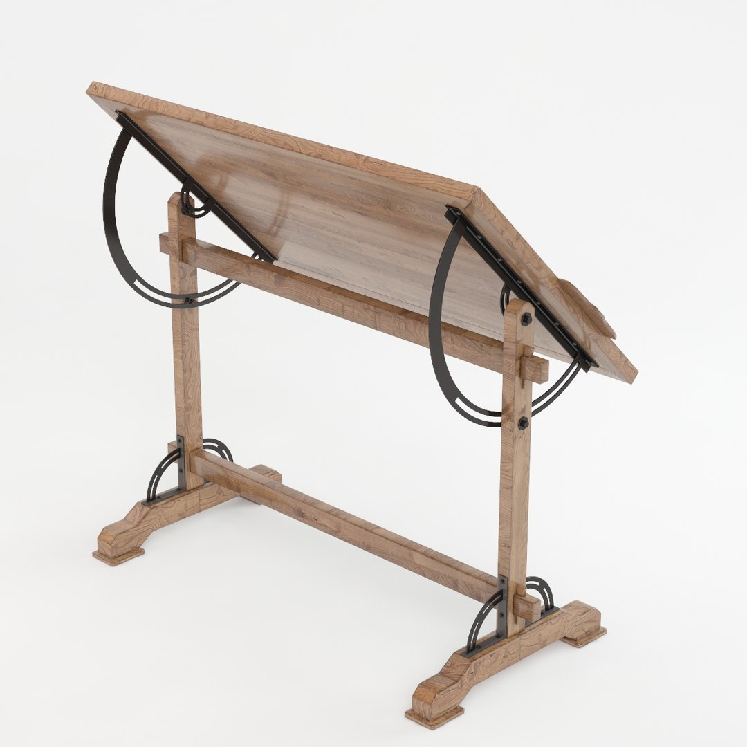 3d Model Old Drafting Table Technical Drawing