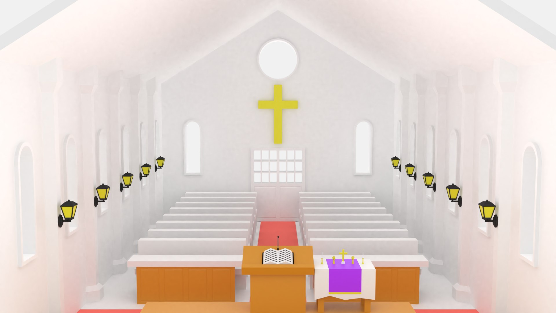 3D Cartoon Church Interior - TurboSquid 1641307