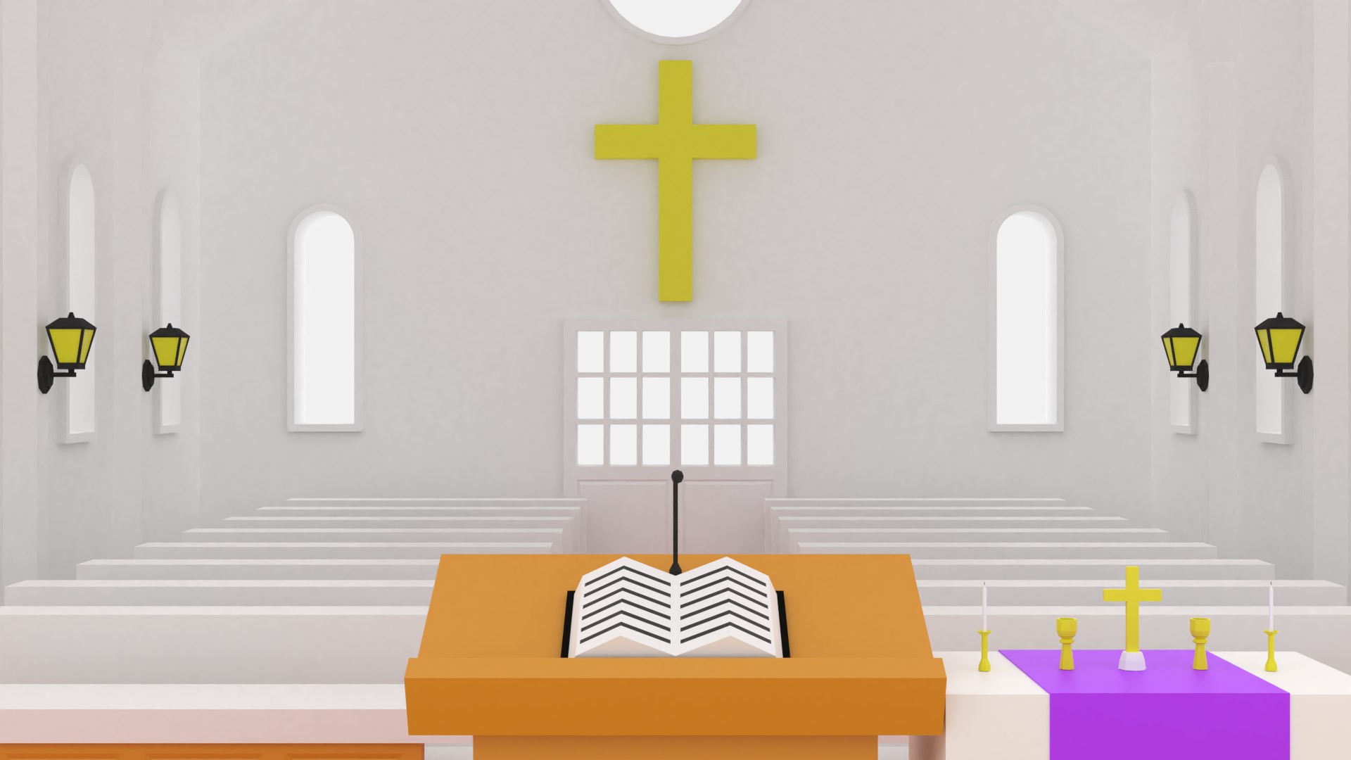 3D Cartoon Church Interior - TurboSquid 1641307