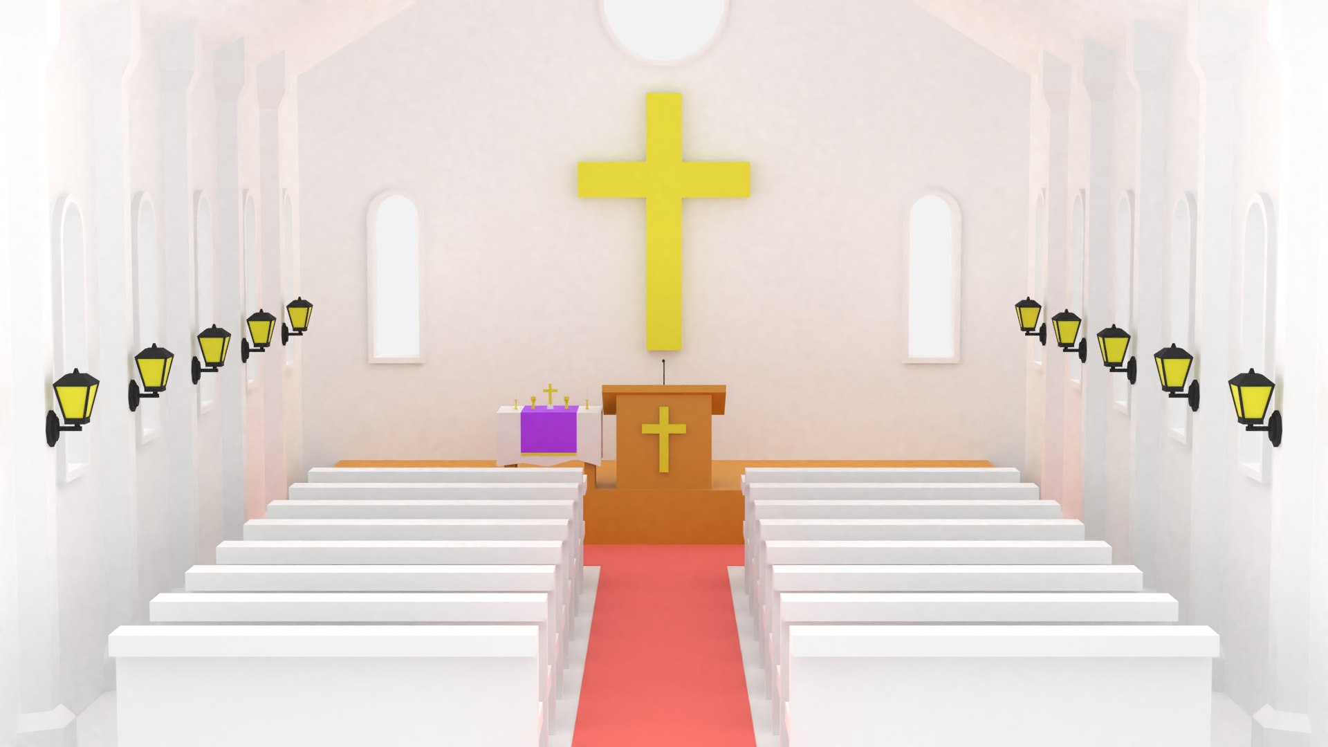 3D Cartoon Church Interior - TurboSquid 1641307