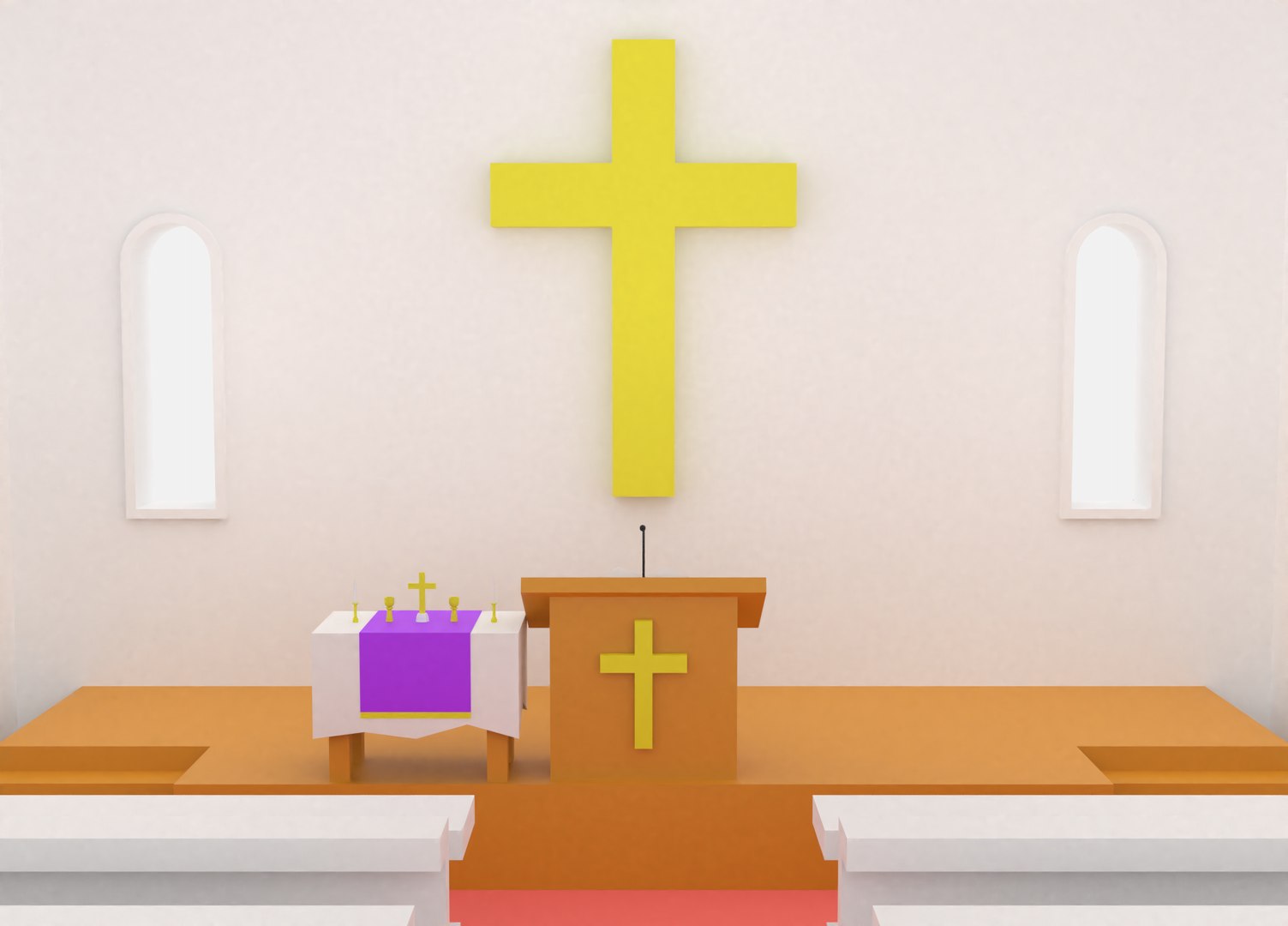 3D Cartoon Church Interior - TurboSquid 1641307