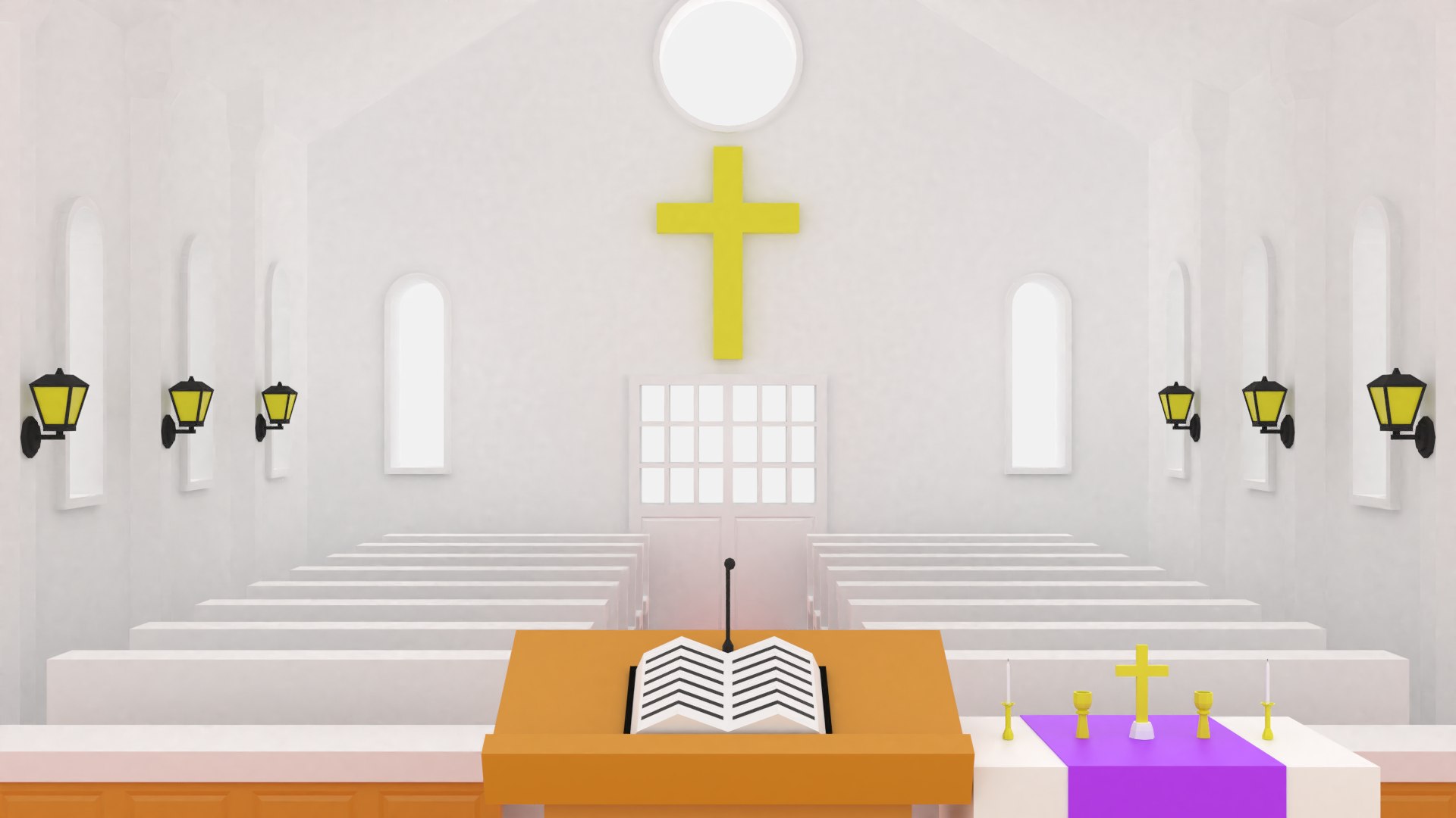 3D Cartoon Church Interior - TurboSquid 1641307