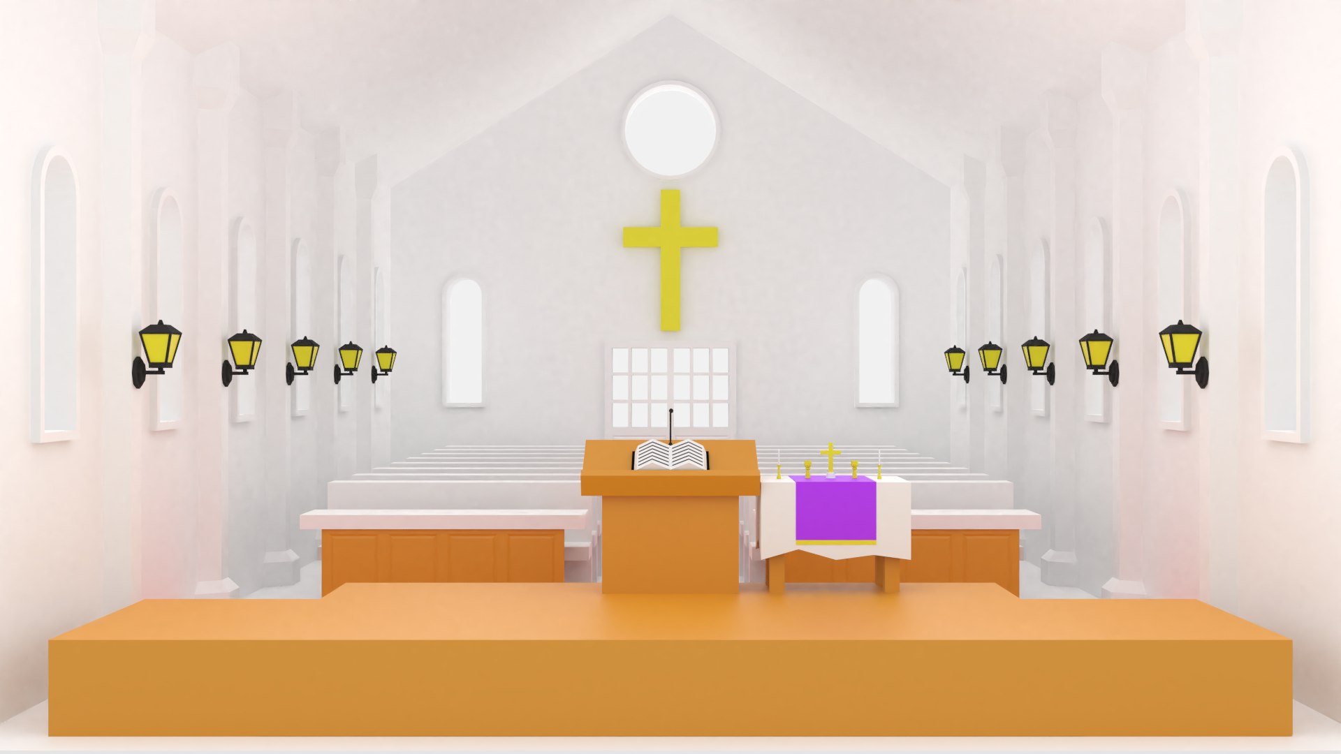 3D Cartoon Church Interior - TurboSquid 1641307