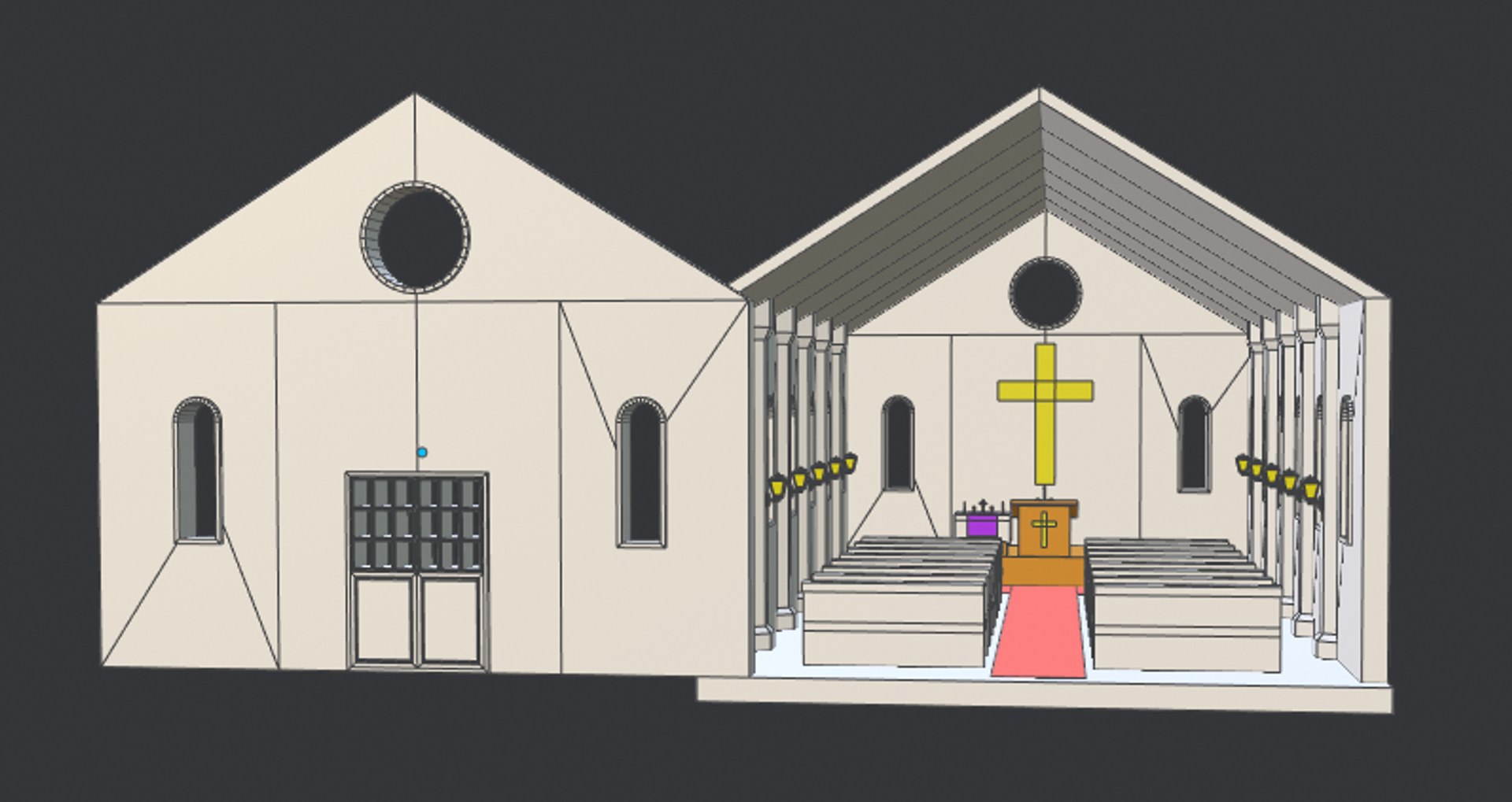 3D Cartoon Church Interior - TurboSquid 1641307