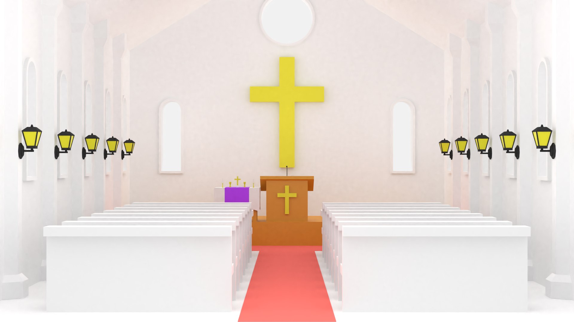 3D Cartoon Church Interior - TurboSquid 1641307