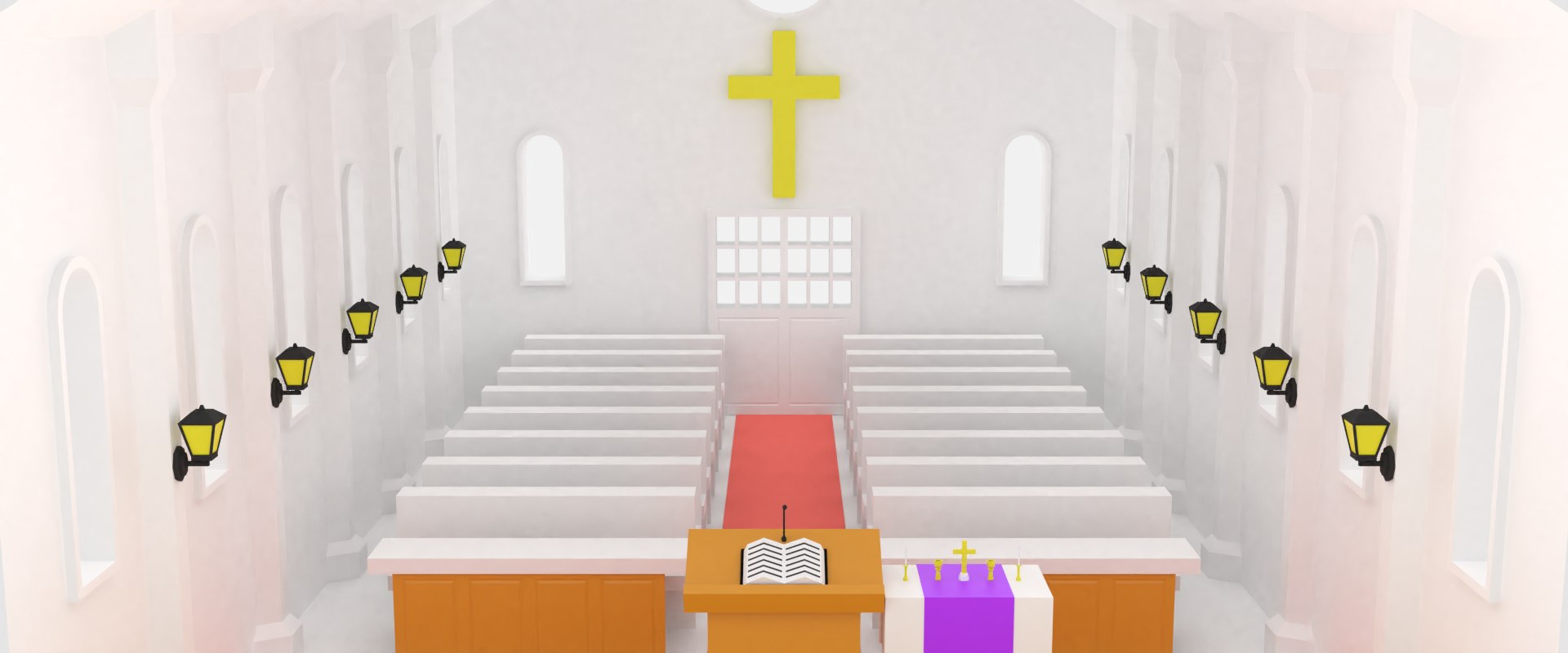3D Cartoon Church Interior - TurboSquid 1641307