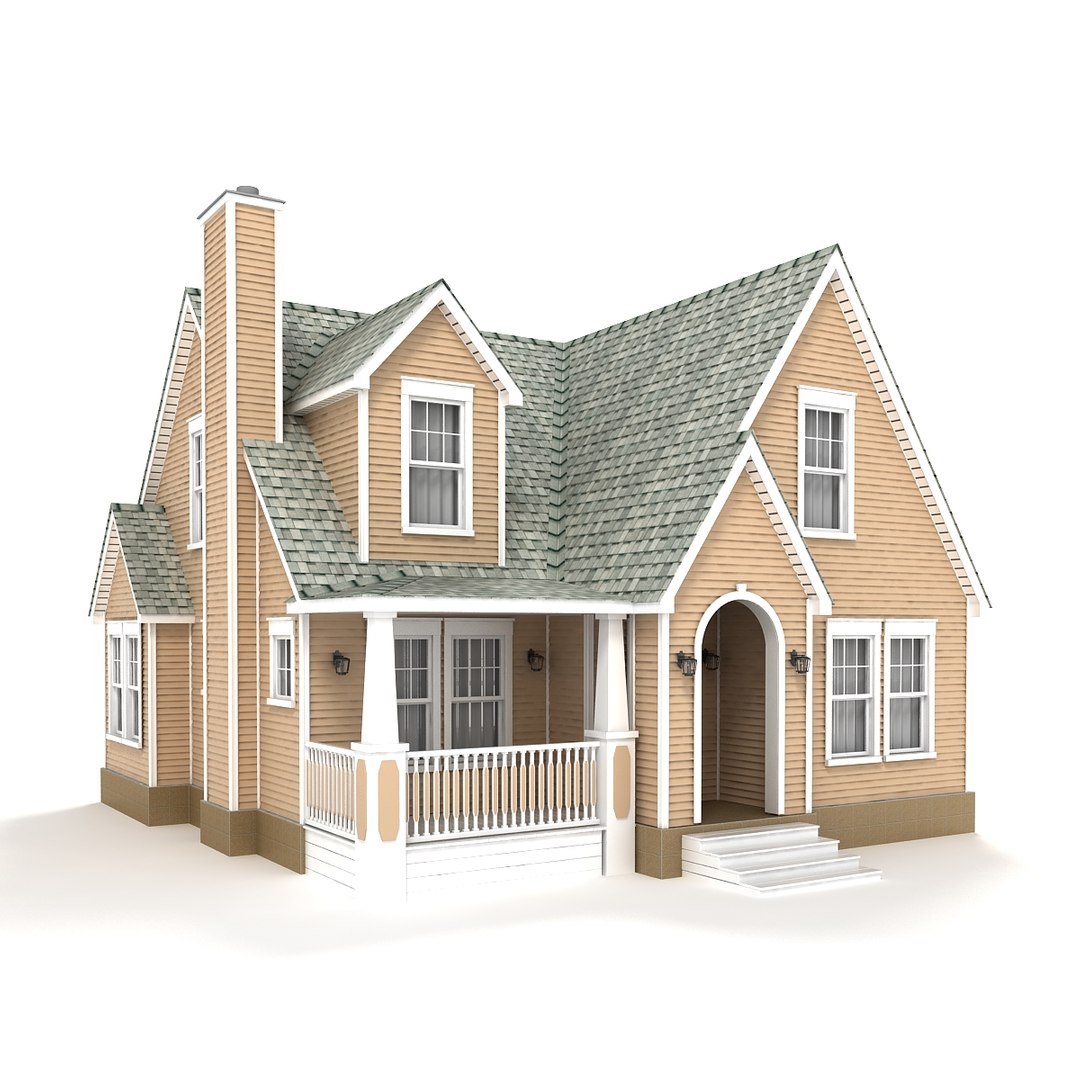 3D Model Two-story Cottage - TurboSquid 1246302