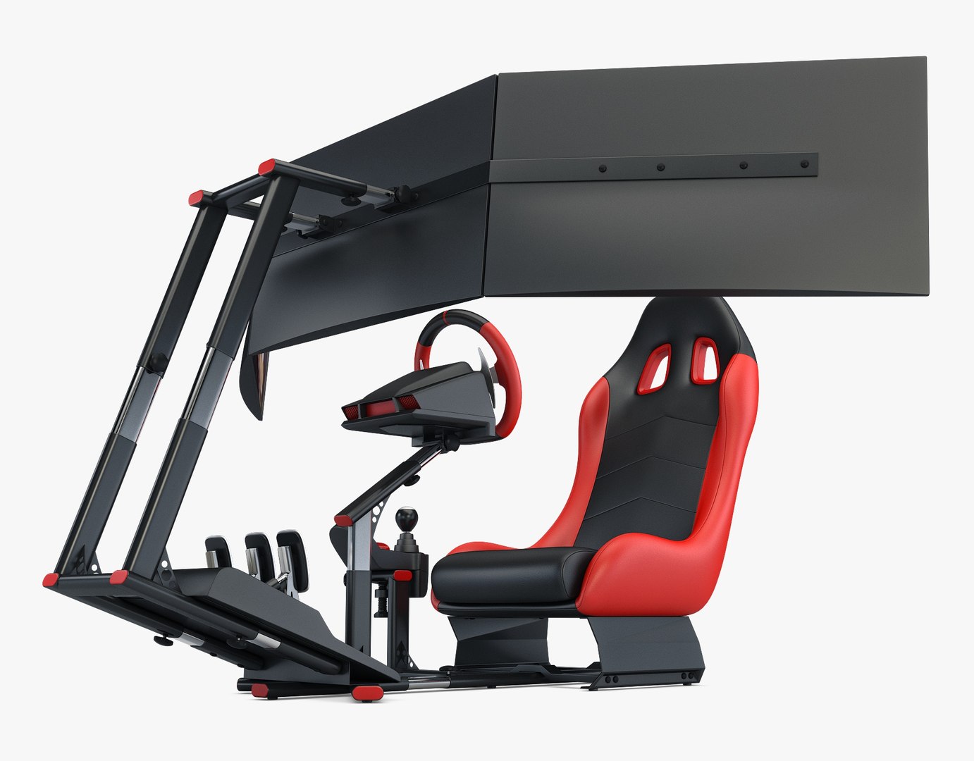 3D Generic Racing Simulator Cockpit With Triple Monitor A - TurboSquid ...