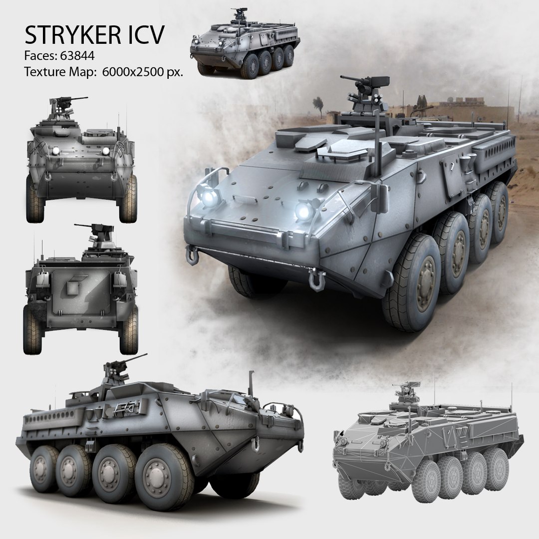 3d max stryker icv military vehicle