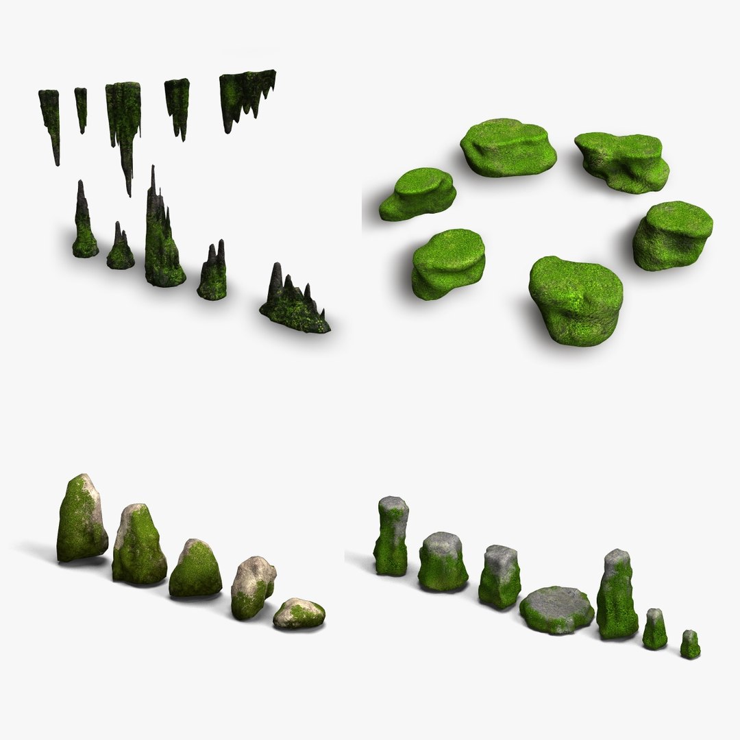 Moss Rocks Combo 3D Model - TurboSquid 1989385