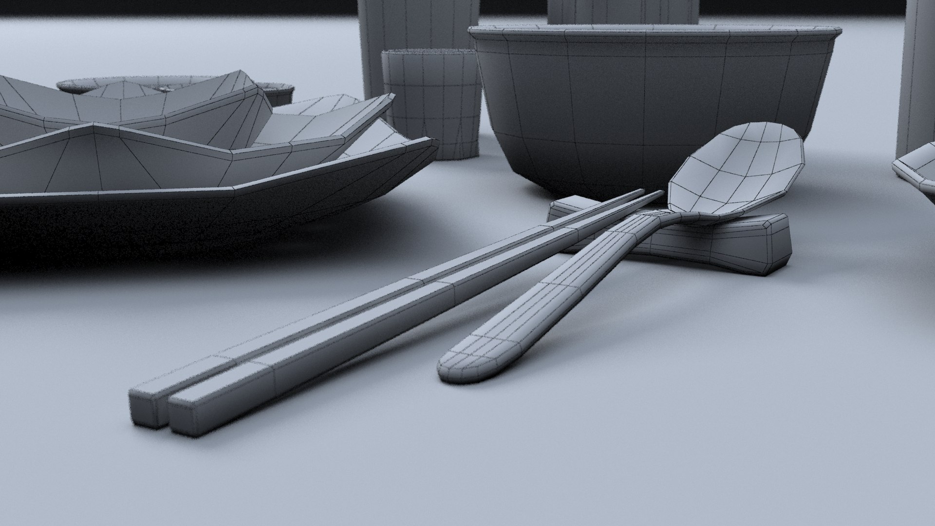 3D Set Of Asian Dishes - TurboSquid 2058583