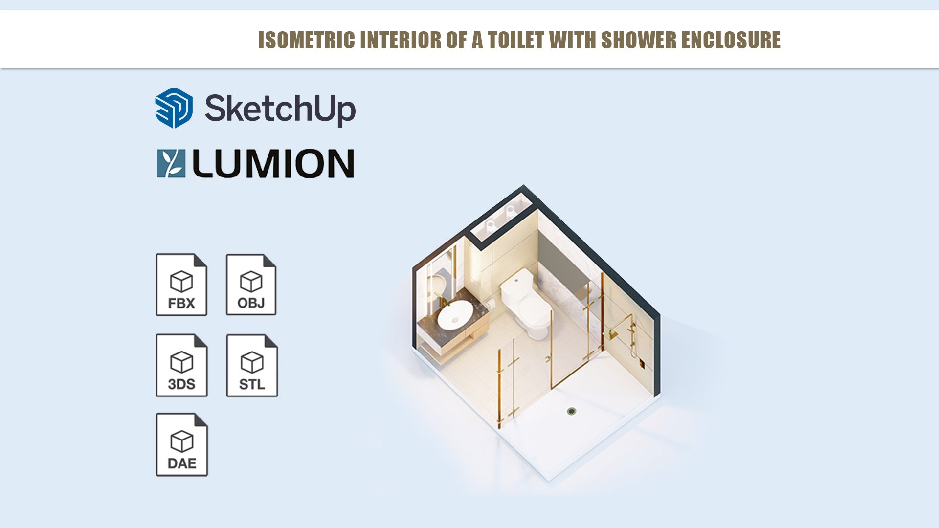 Isometric interior of a toilet with shower enclosure model - TurboSquid ...