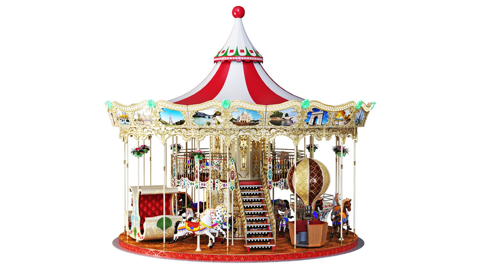 3D Carousel 2 Levels Paris - TurboSquid 2047983