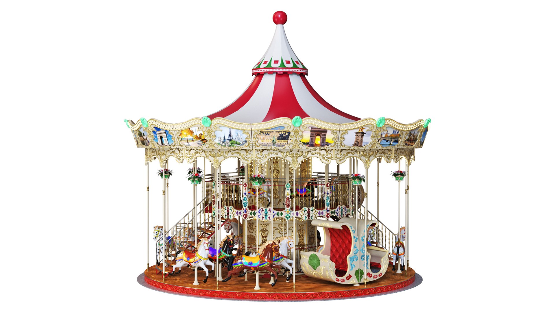 3D Carousel 2 Levels Paris - TurboSquid 2047983