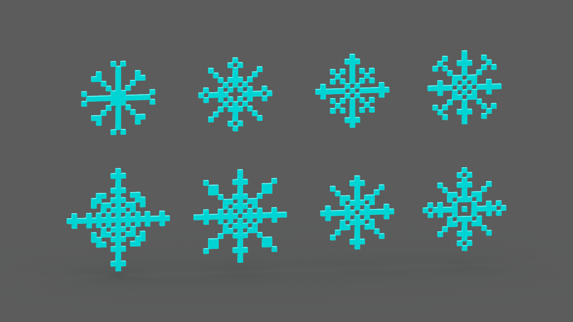 3D Model Pixel Snowflake Icon Set - TurboSquid 2142383