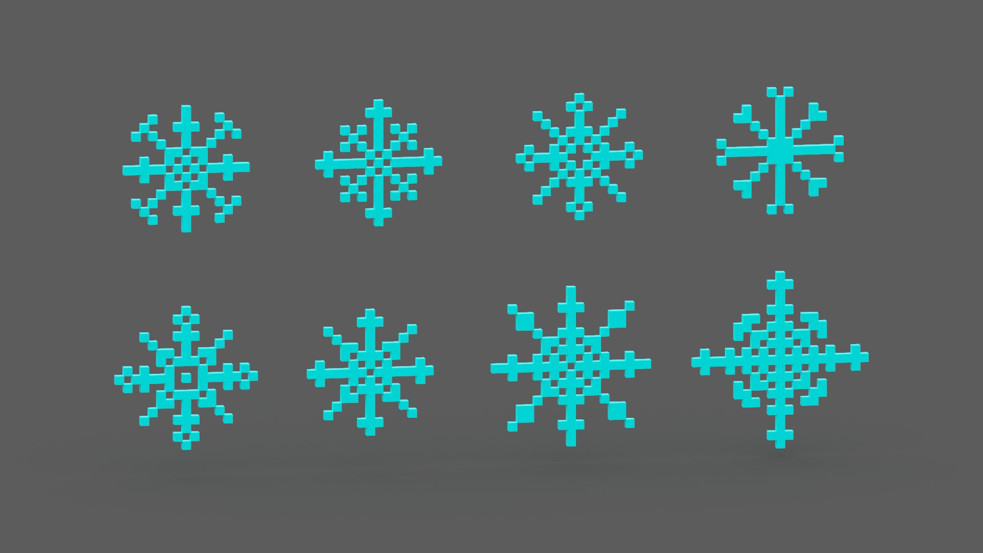 3D Model Pixel Snowflake Icon Set - TurboSquid 2142383