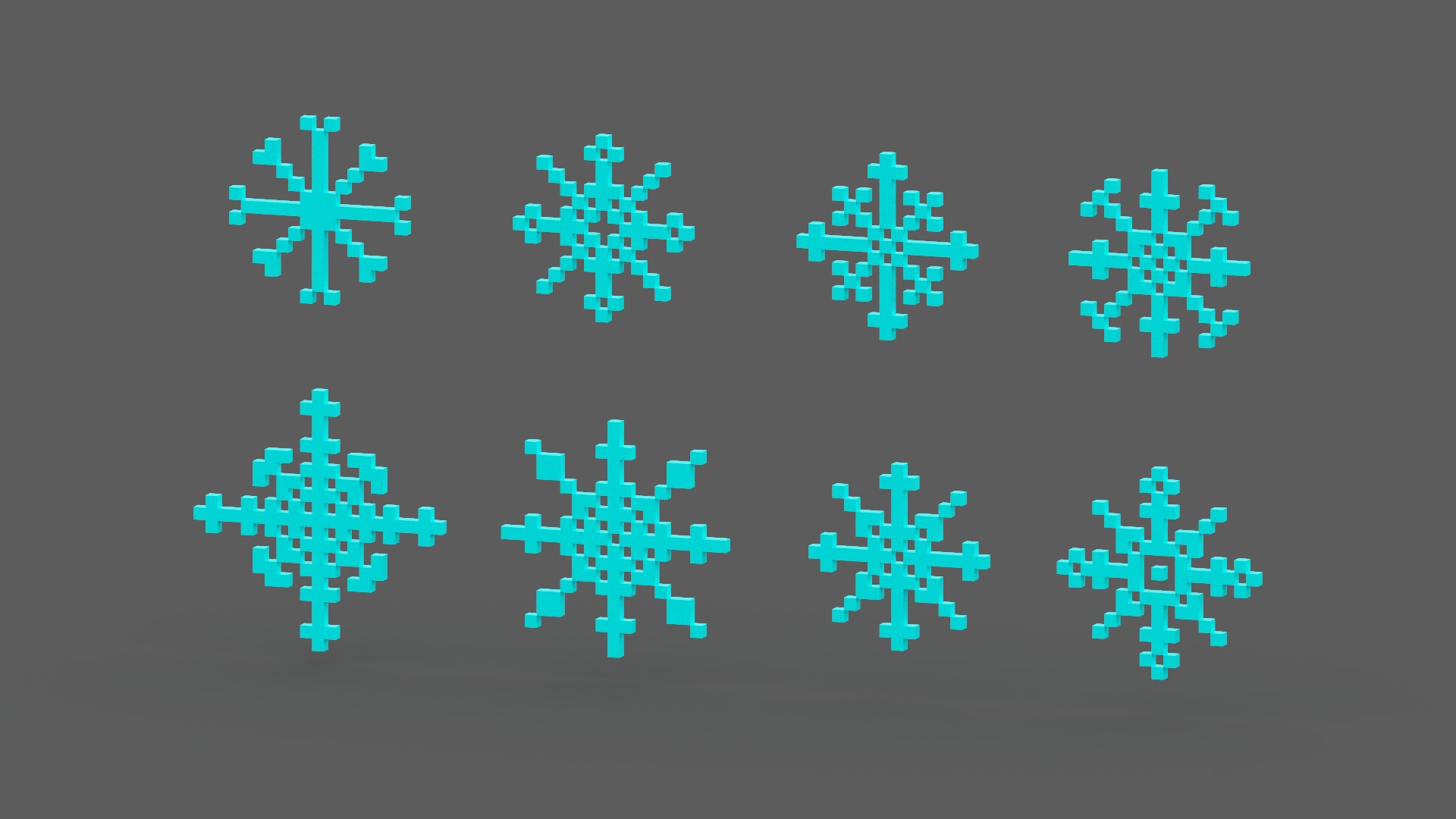 3D Model Pixel Snowflake Icon Set - TurboSquid 2142383