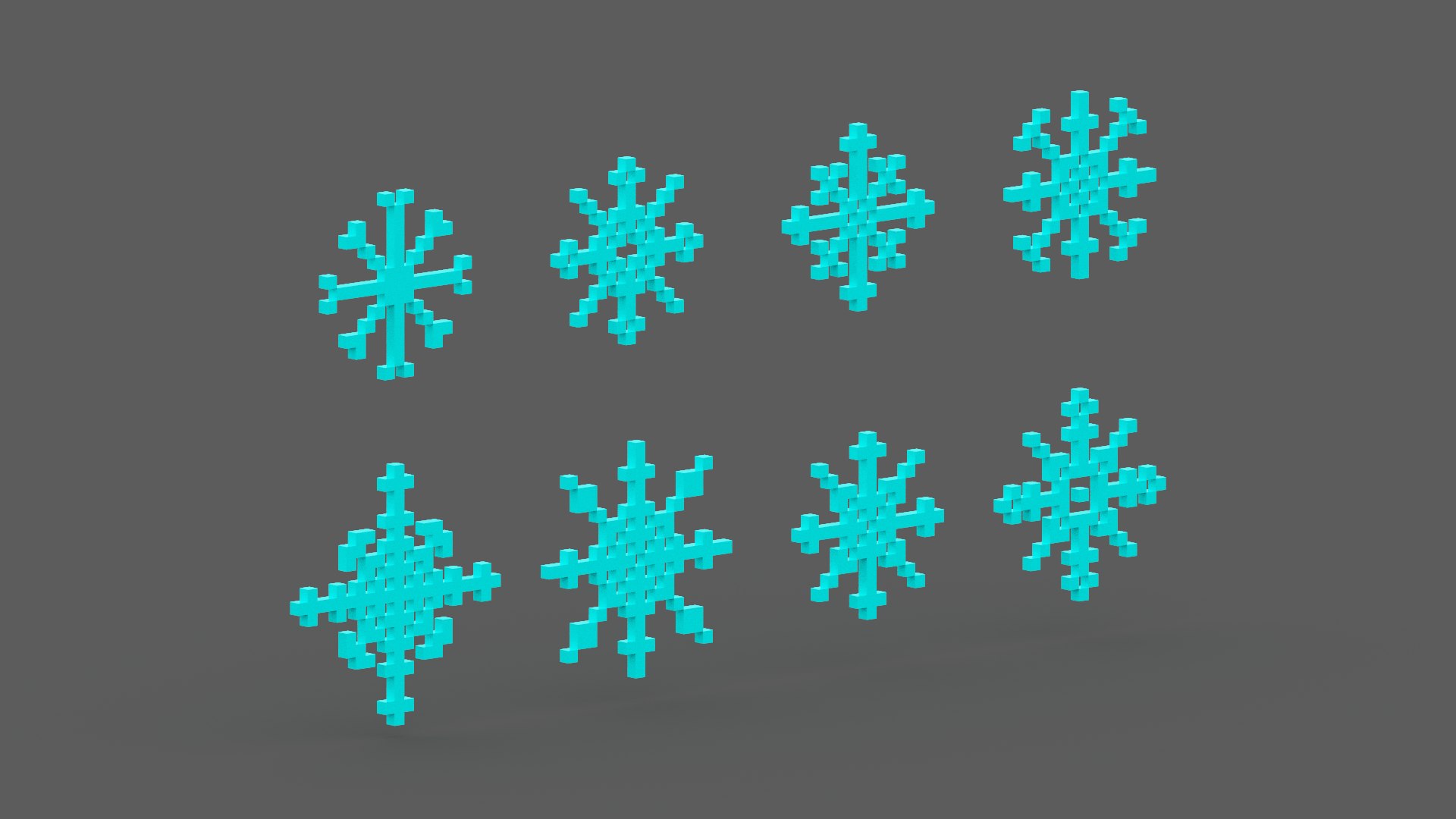 3D Model Pixel Snowflake Icon Set - TurboSquid 2142383