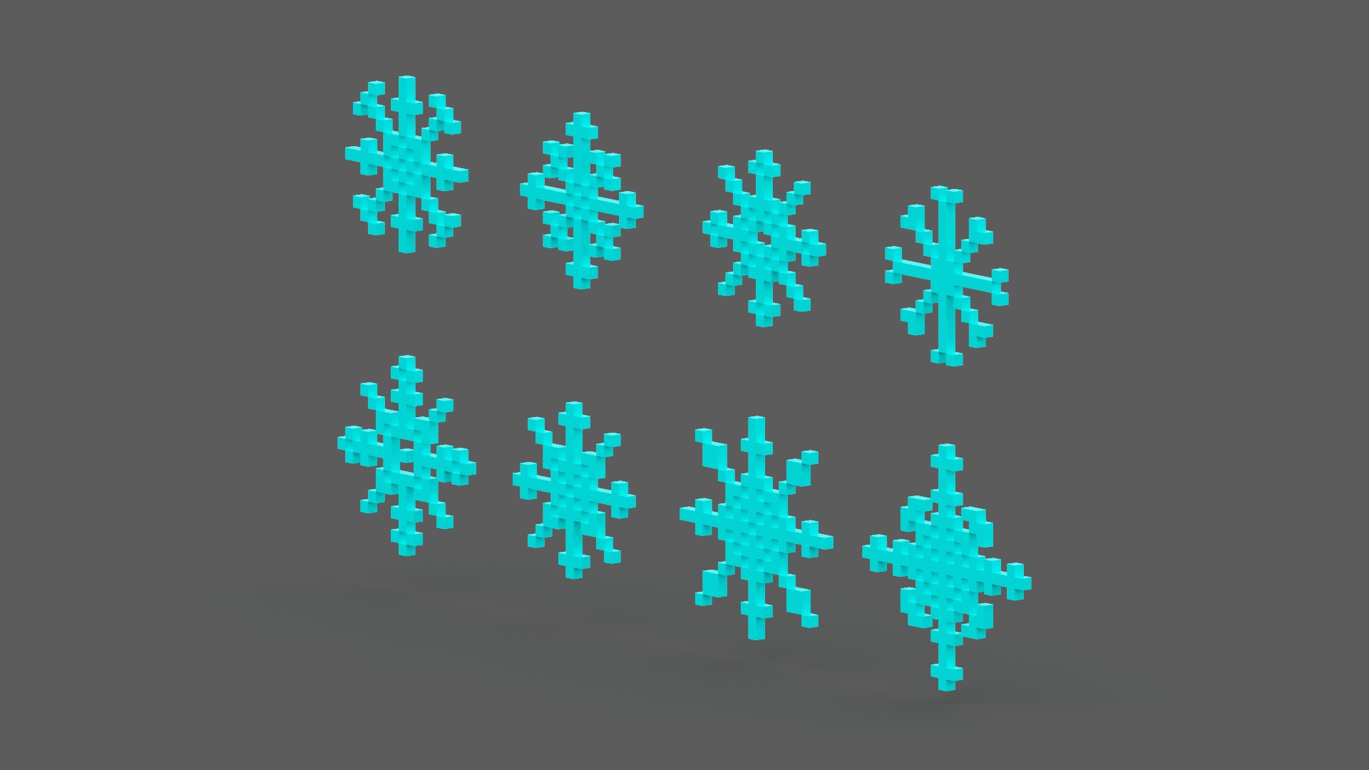 3D Model Pixel Snowflake Icon Set - TurboSquid 2142383
