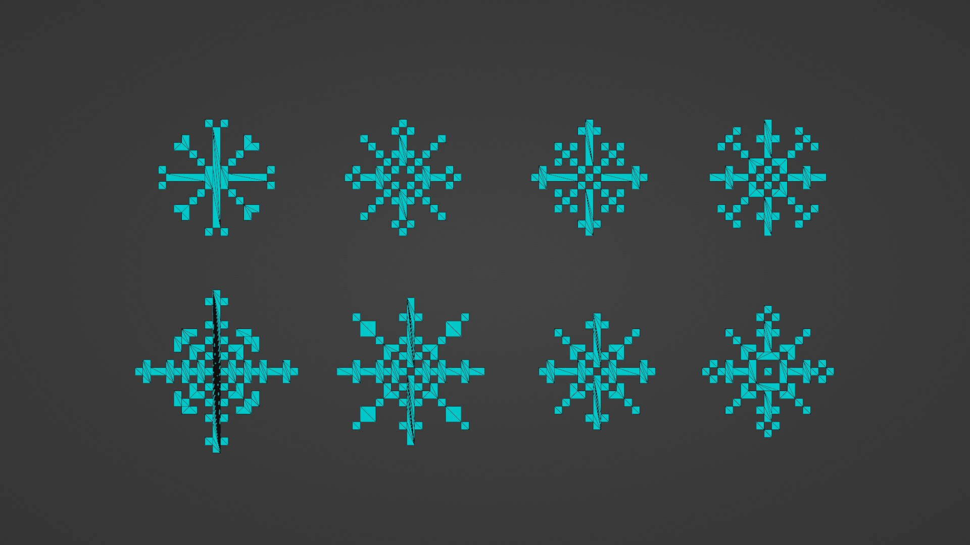 3D Model Pixel Snowflake Icon Set - TurboSquid 2142383