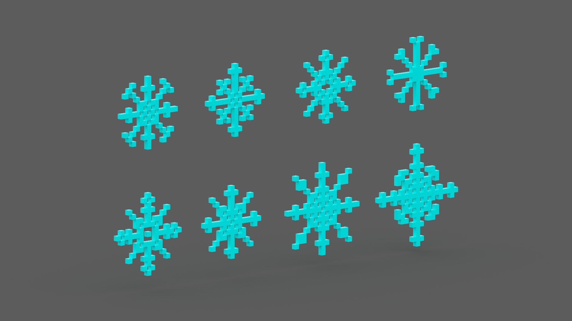 3D Model Pixel Snowflake Icon Set - TurboSquid 2142383