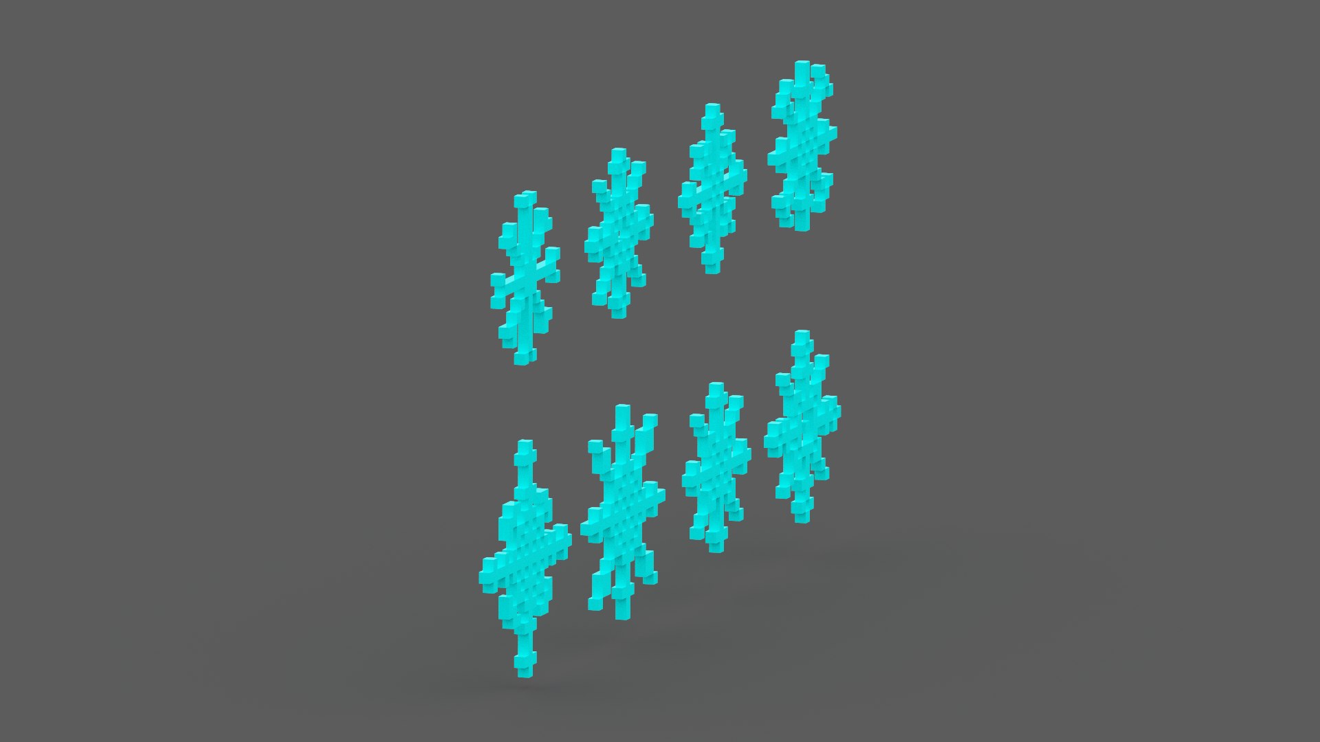 3D Model Pixel Snowflake Icon Set - TurboSquid 2142383