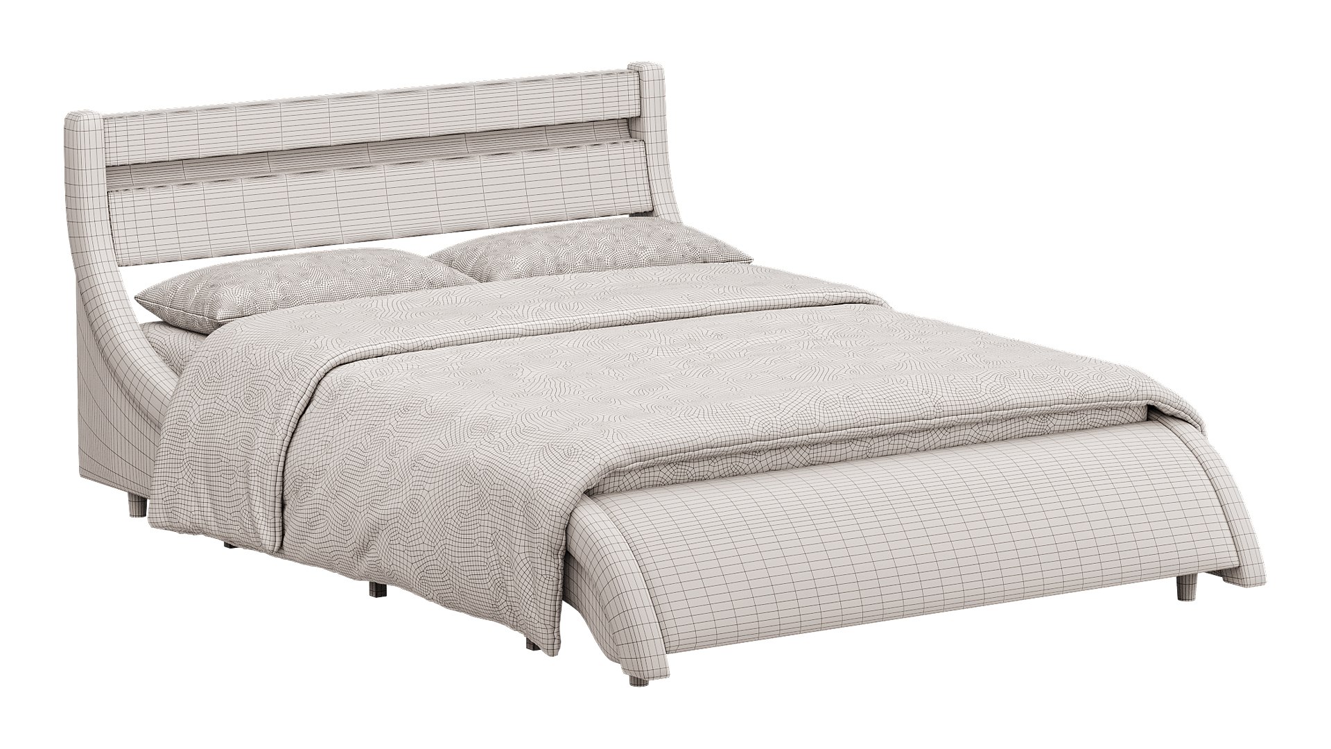 3D Model Homfa Full Size Bed Frame - TurboSquid 2329423