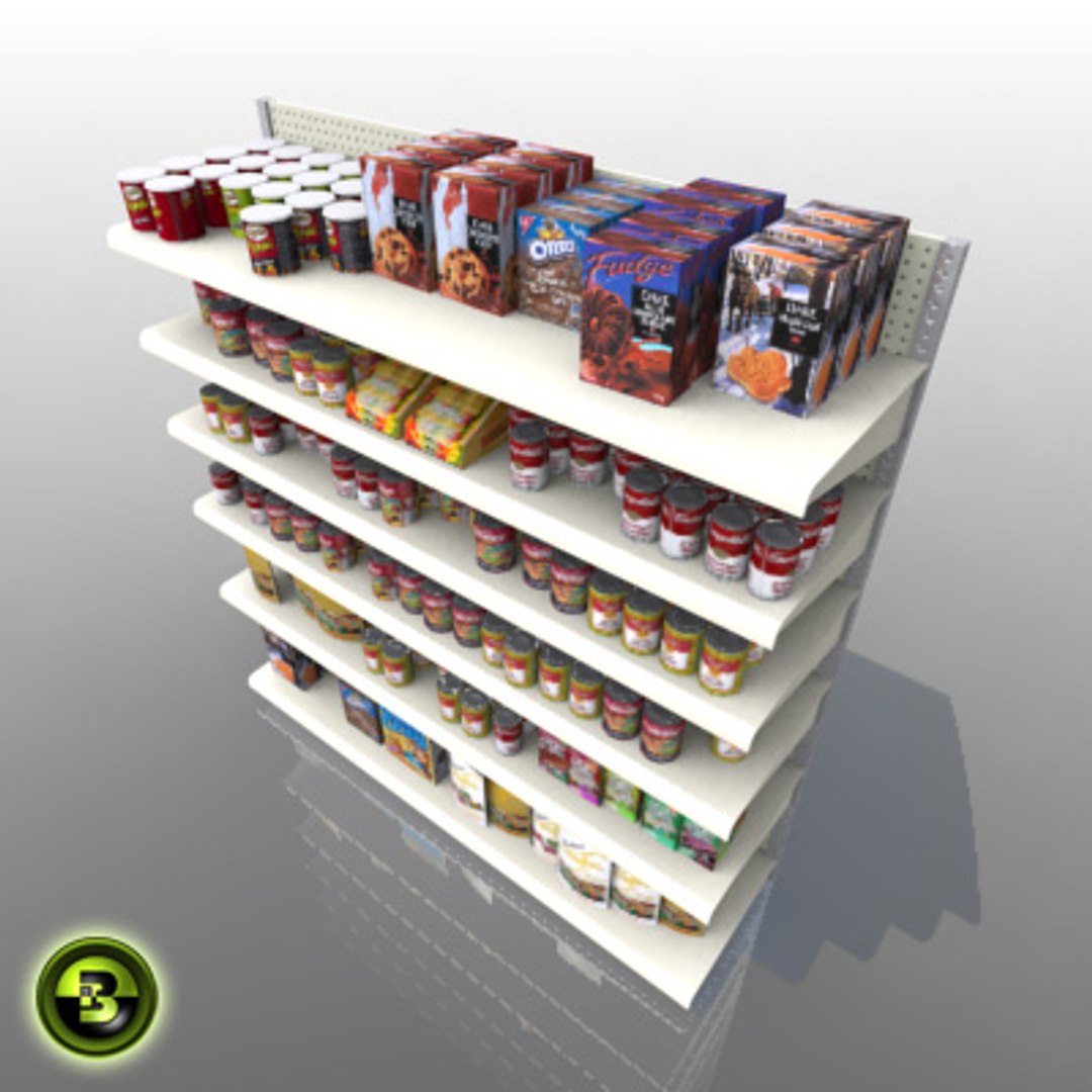 Store Shelves Products 3d Model