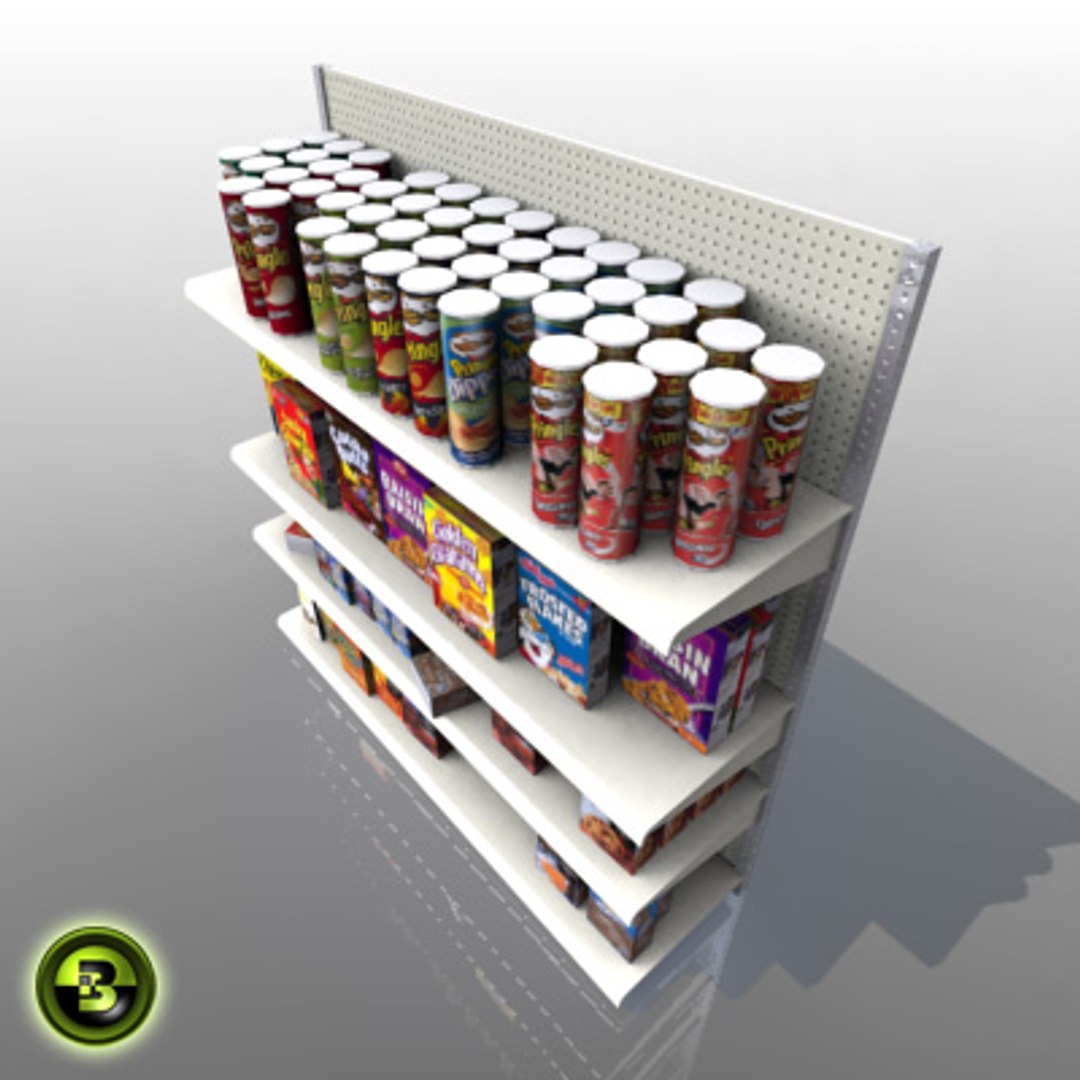 Store Shelves Products 3d Model