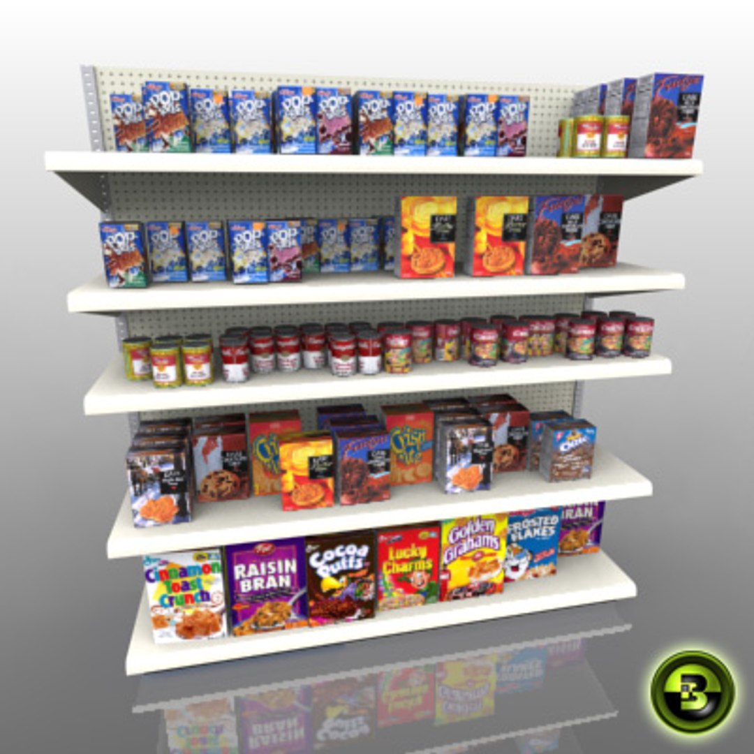 Store Shelves Products 3d Model