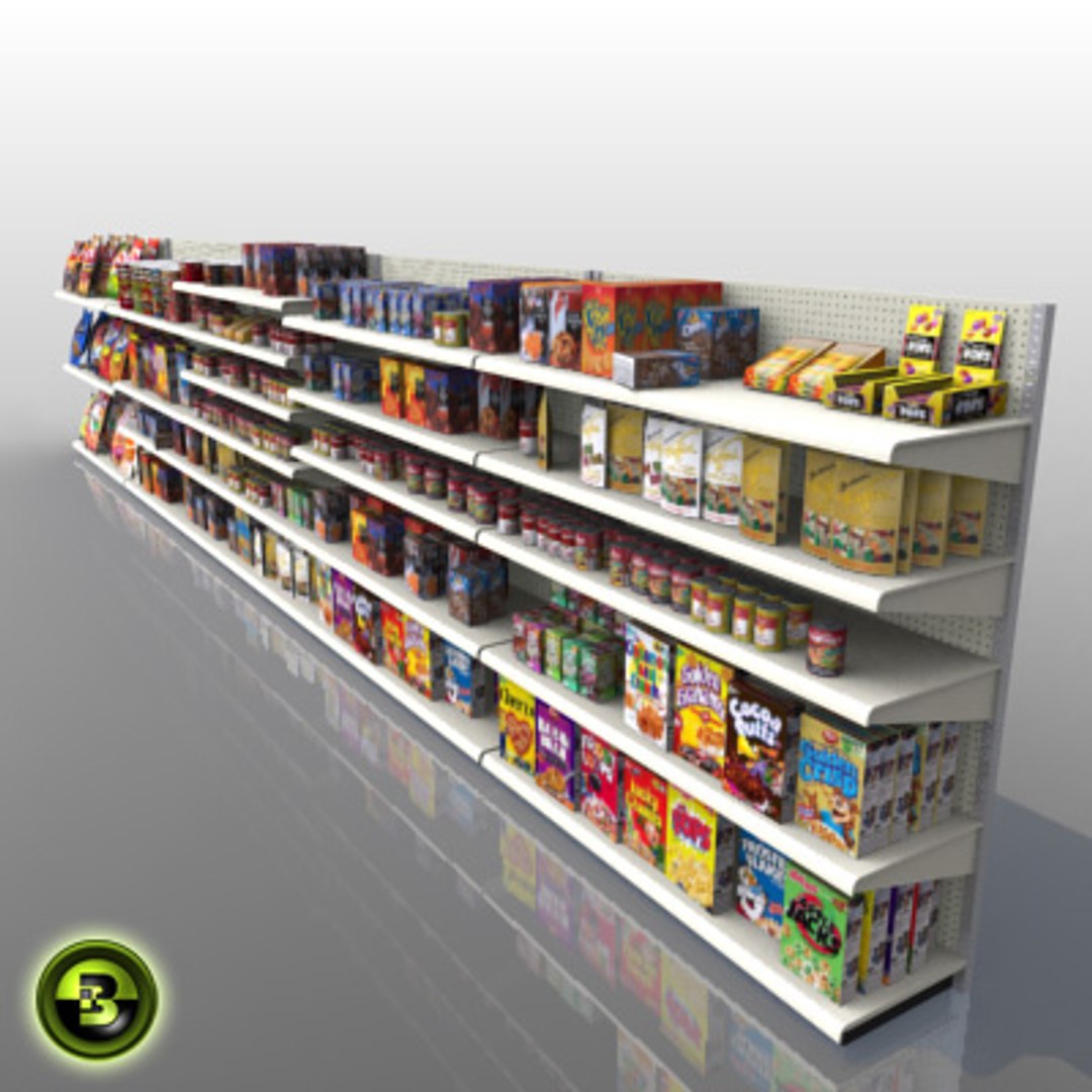 Store Shelves Products 3d Model