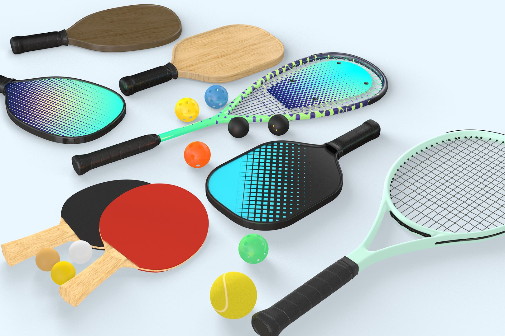 3D Sport Rackets Collection Model - TurboSquid 2202404