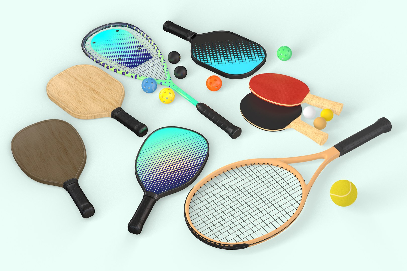 3D Sport Rackets Collection Model - TurboSquid 2202404