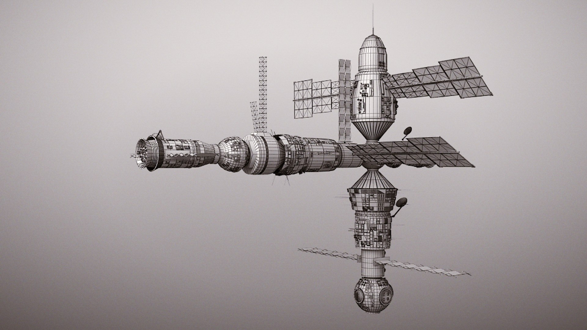 3d Satellite Mir Inspired