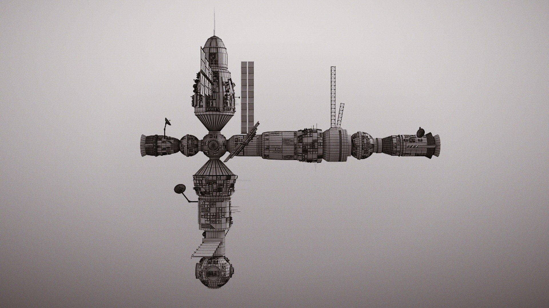 3d Satellite Mir Inspired