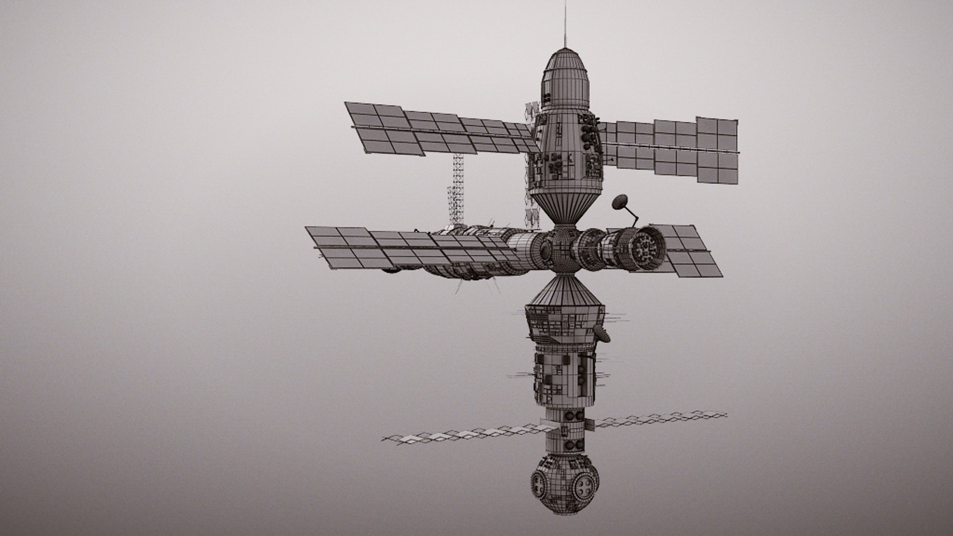 3d Satellite Mir Inspired