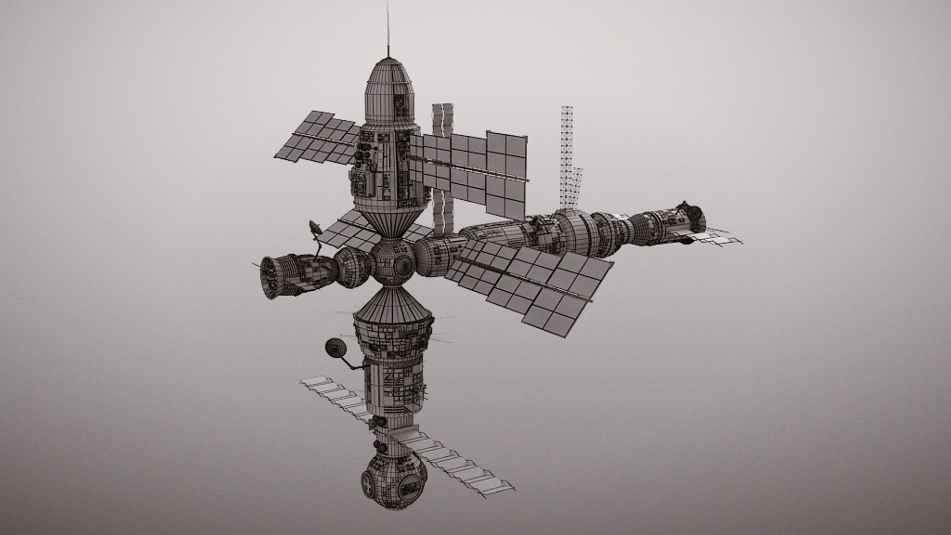 3d Satellite Mir Inspired