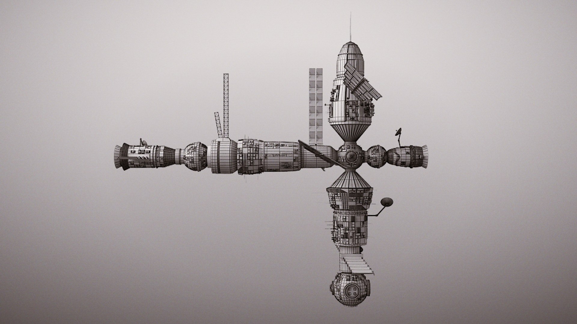 3d Satellite Mir Inspired