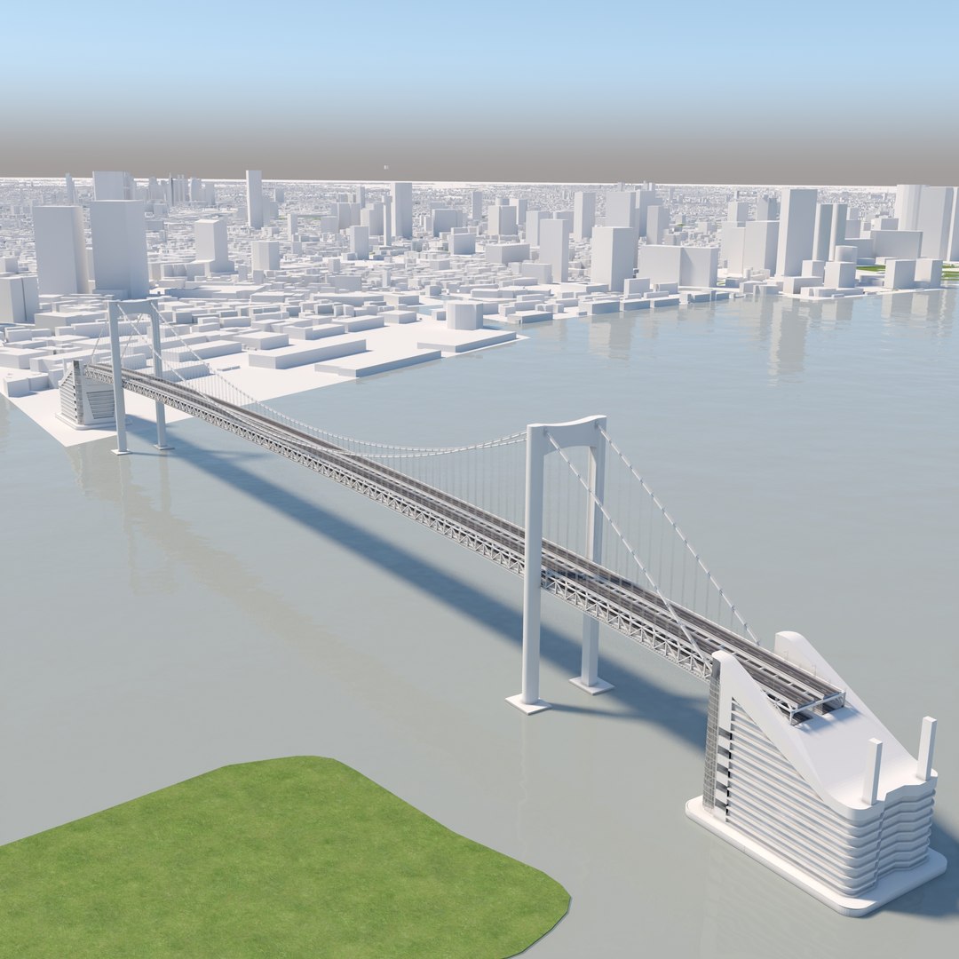 3D Tokyo Rainbow Bridge And Environment - TurboSquid 1783350
