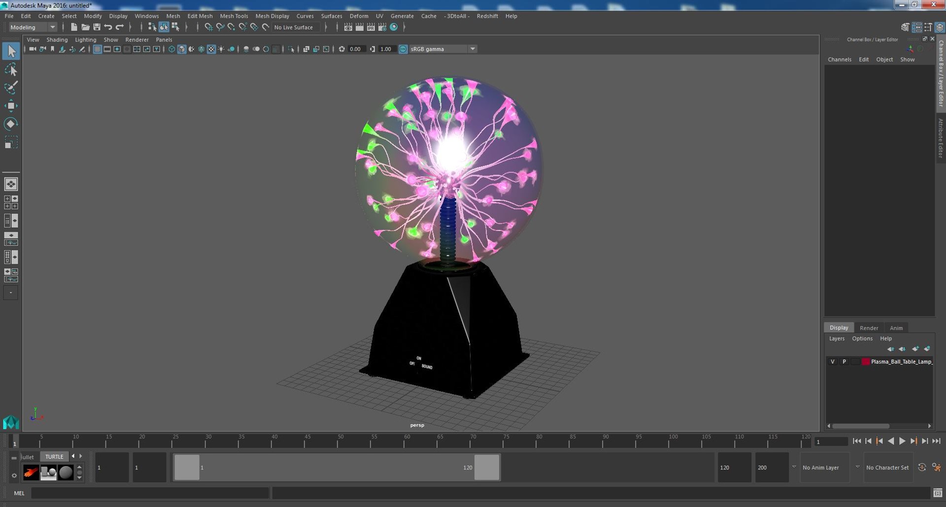 Plasma Ball Table Lamp Colored 3D - TurboSquid 2163459