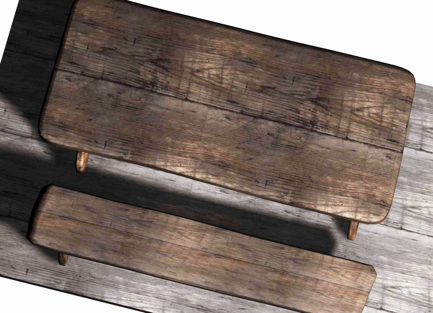 3d Model Rustic Table Bench