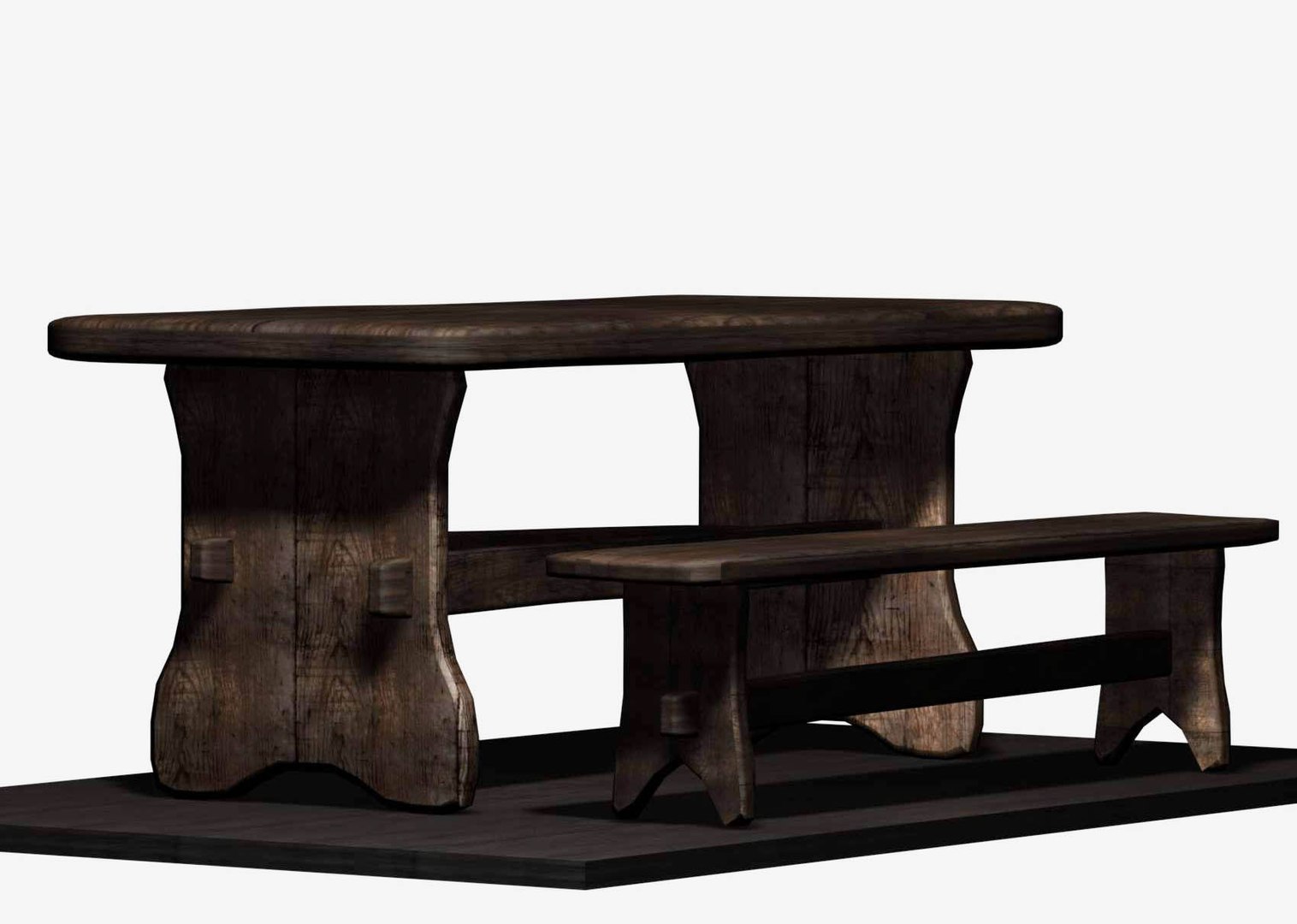 3d Model Rustic Table Bench